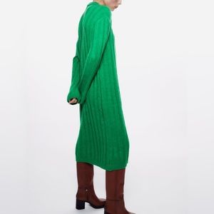 Zara | Dresses | Zara Green Ribbed Knit Dress | Poshmark